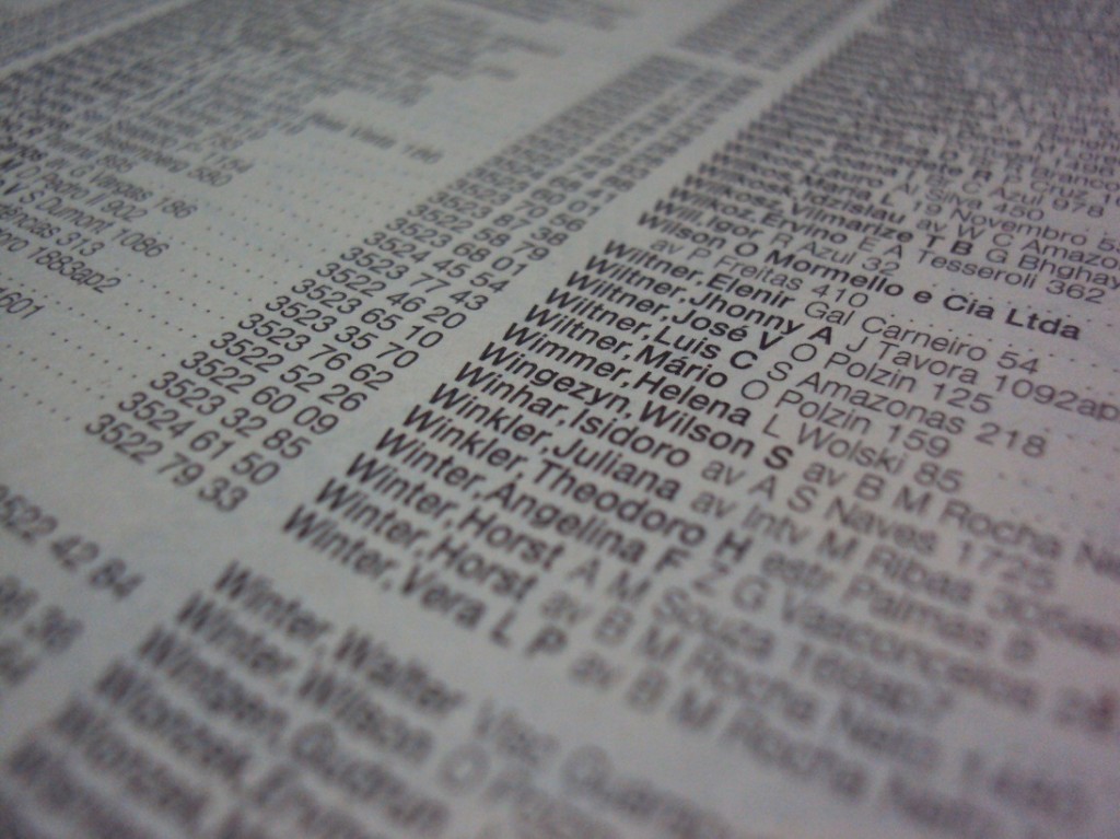 Versão em papel da Lista telefônica pode ser solicitada