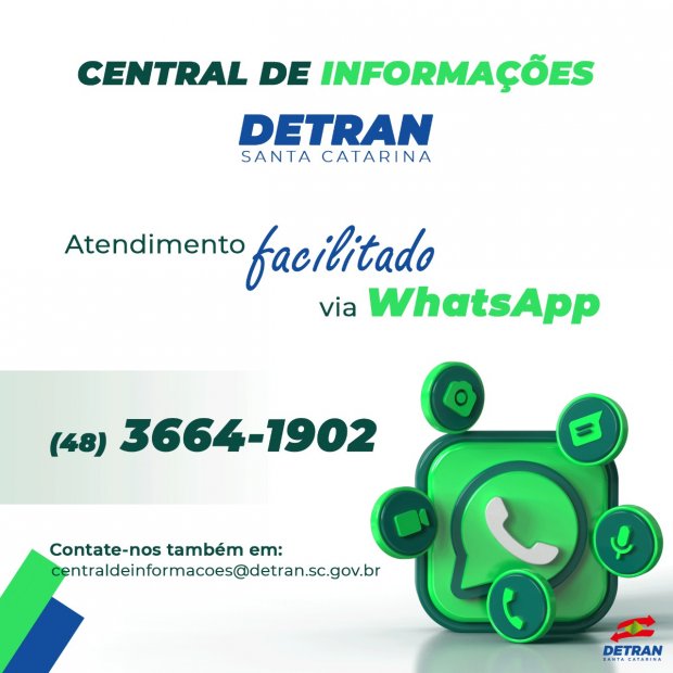 Detran de SC disponibiliza atendimento via WhatsApp para a população