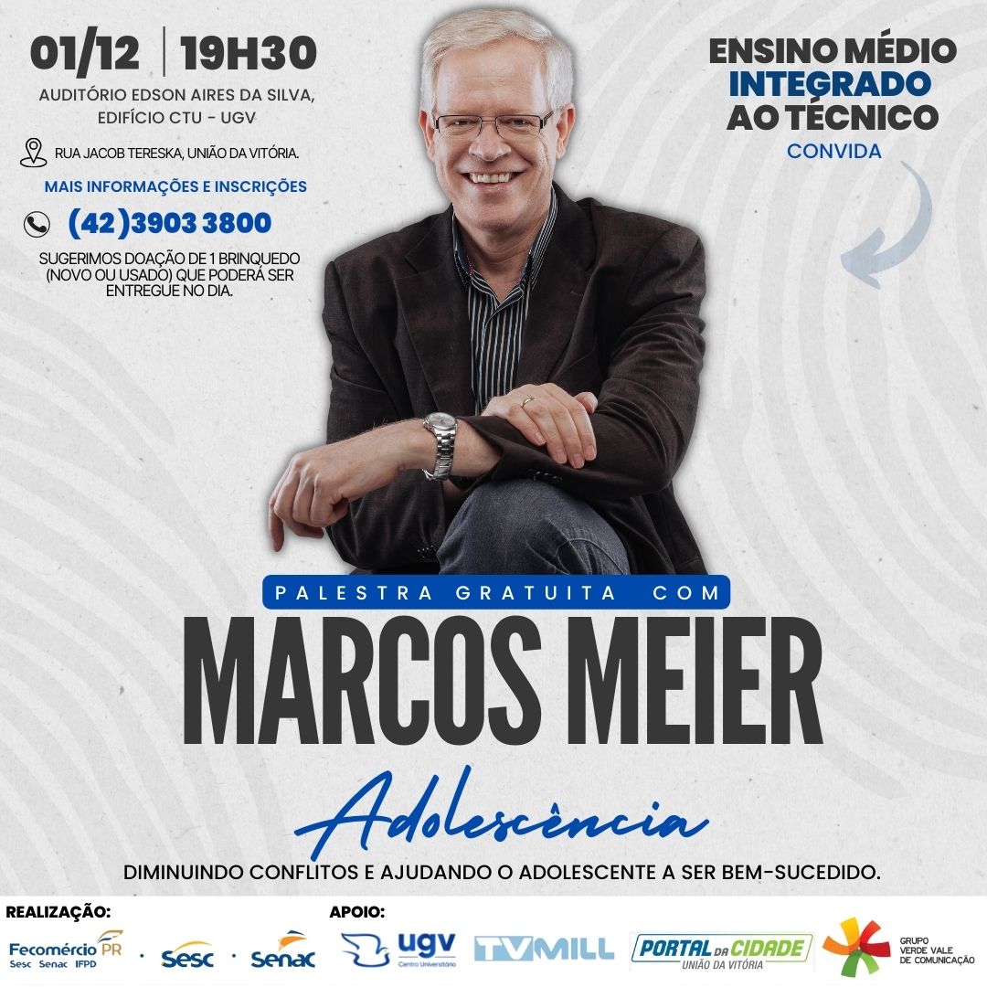 Sesc Senac promove palestra gratuita com Prof Marcos Meier