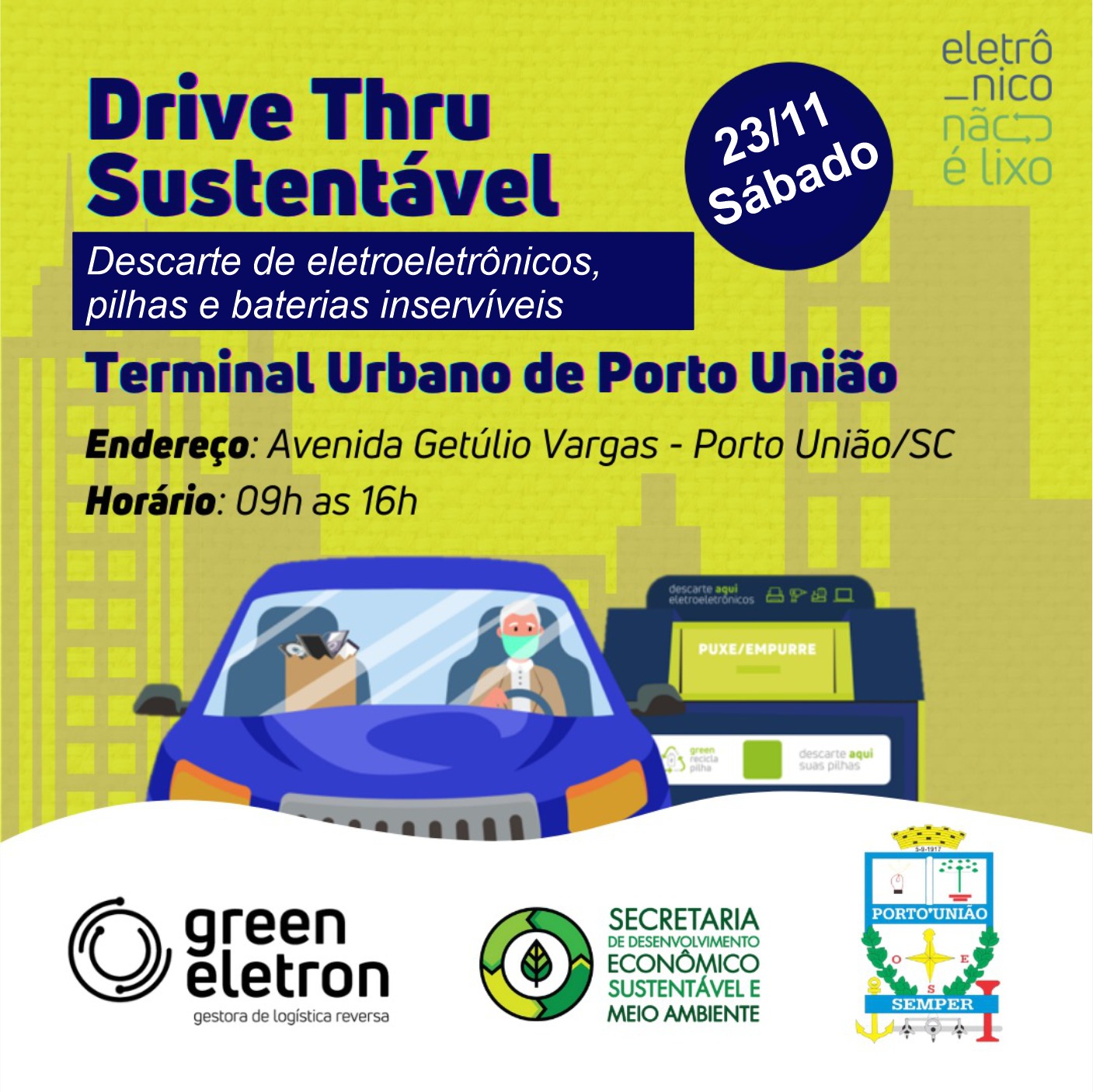 Drive Thru Sustentável neste sábado, 23, em Porto União - Vvale