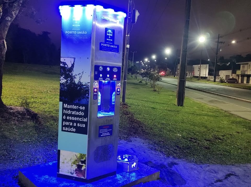 Porto União instala primeiro totem de água para hidratação e pets - Vvale